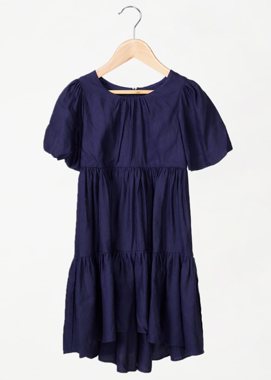 Girl's Tessa Short-Sleeve Tiered Dress, Size 4-12 - Bergdorf Goodman