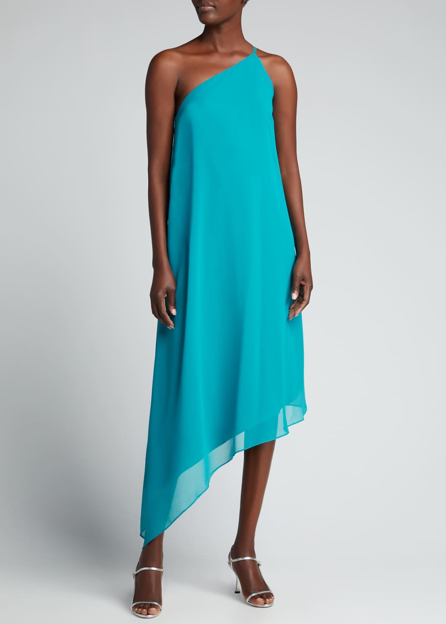 Halston Blair One-Shoulder Chiffon Cocktail Dress - Bergdorf Goodman