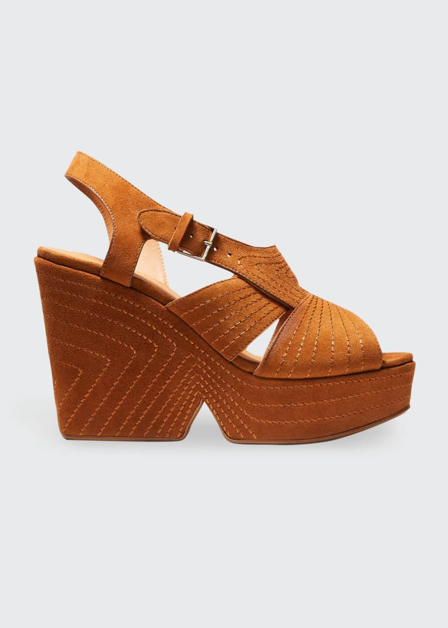 Clergerie Paris Darlene Suede Stitch Platform Sandals - Bergdorf Goodman