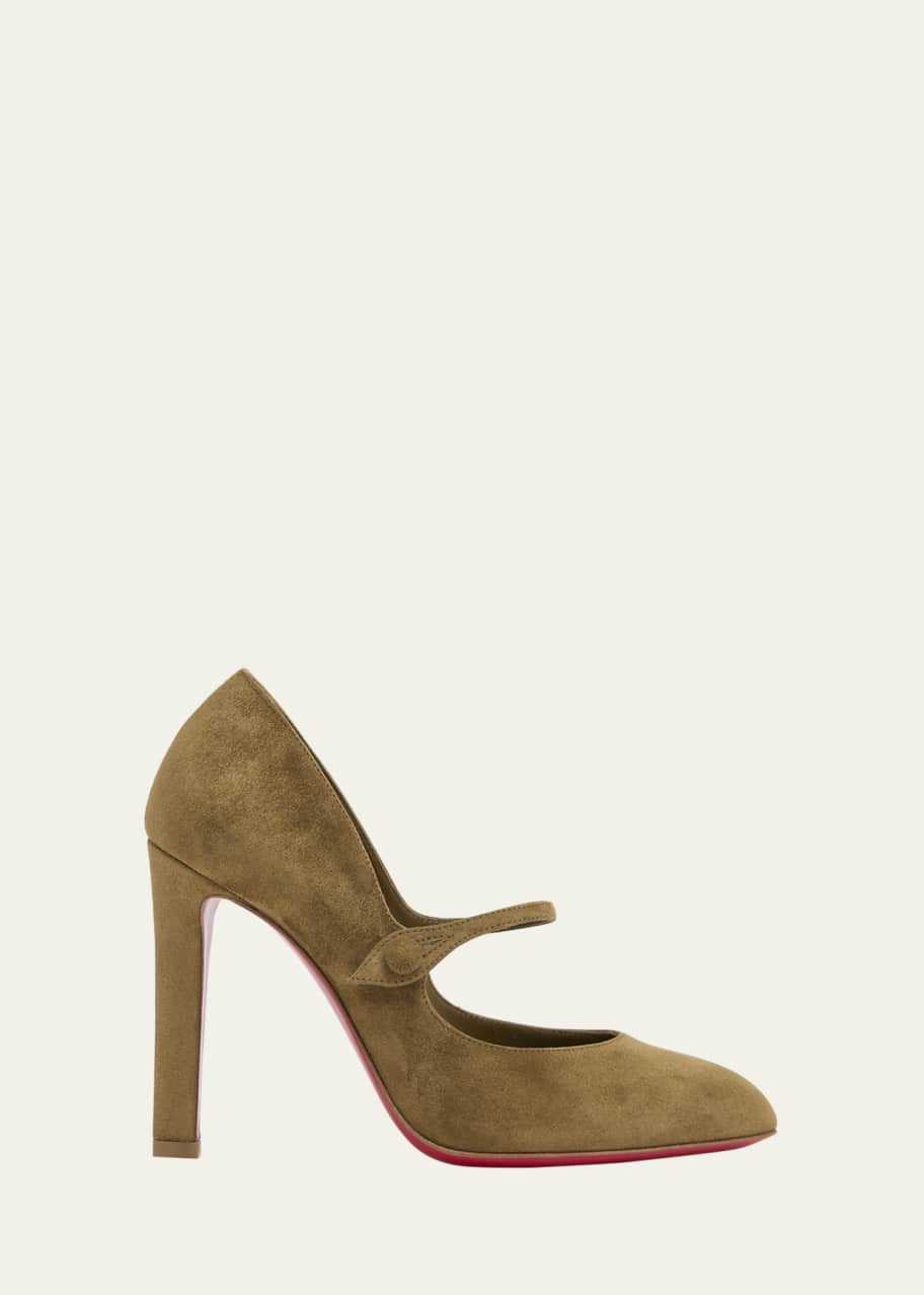 Christian Louboutin 100mm Mary Fanny Suede Red Sole Pumps - Bergdorf ...