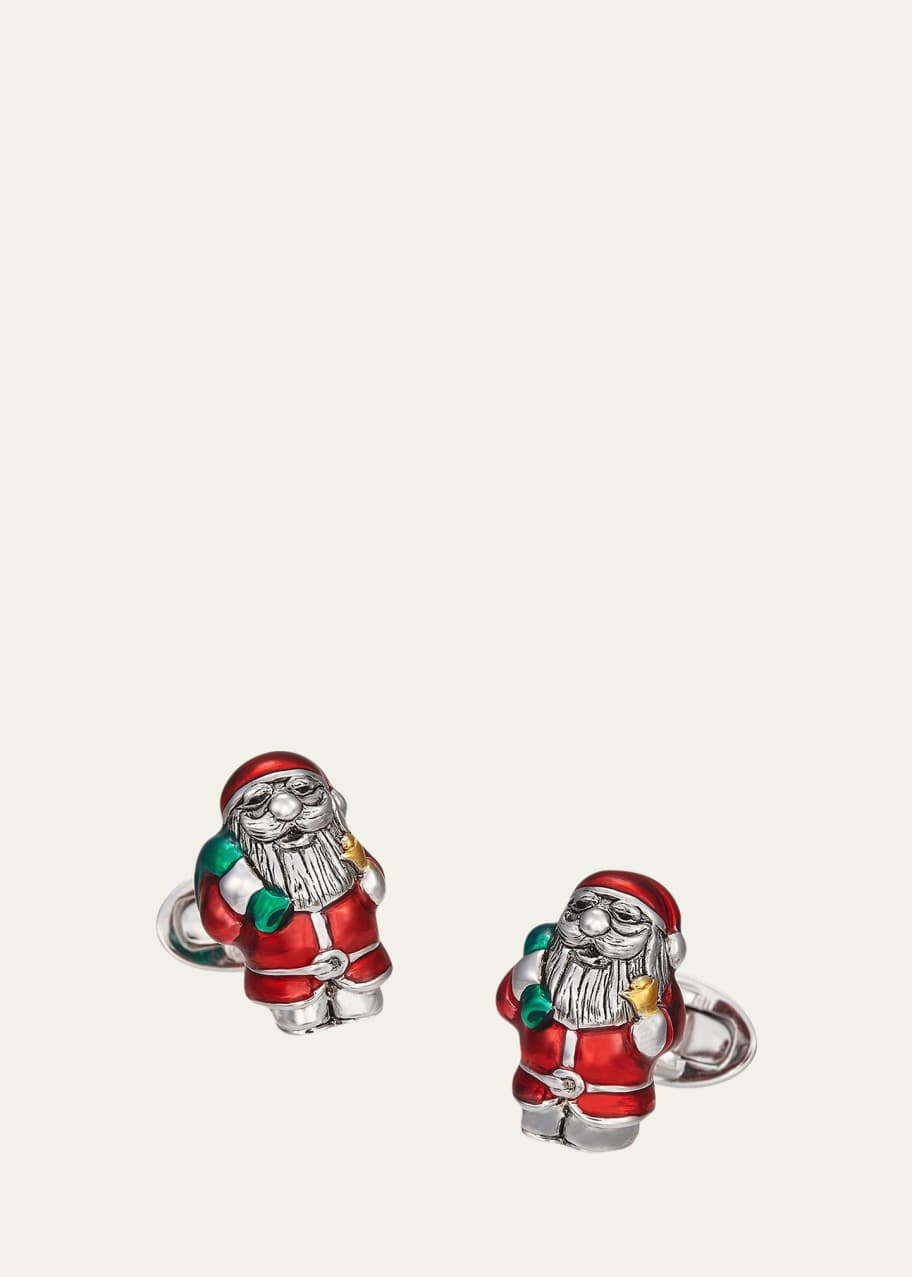 Jan Leslie Men's Enamel Santa Claus Sterling Silver Cufflinks ...