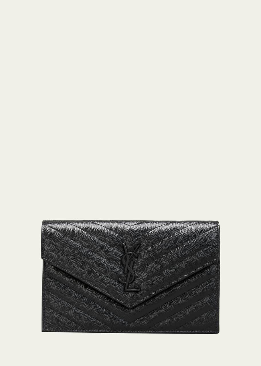 Saint Laurent Monogram YSL Small Matelasse Envelope Chain Wallet ...