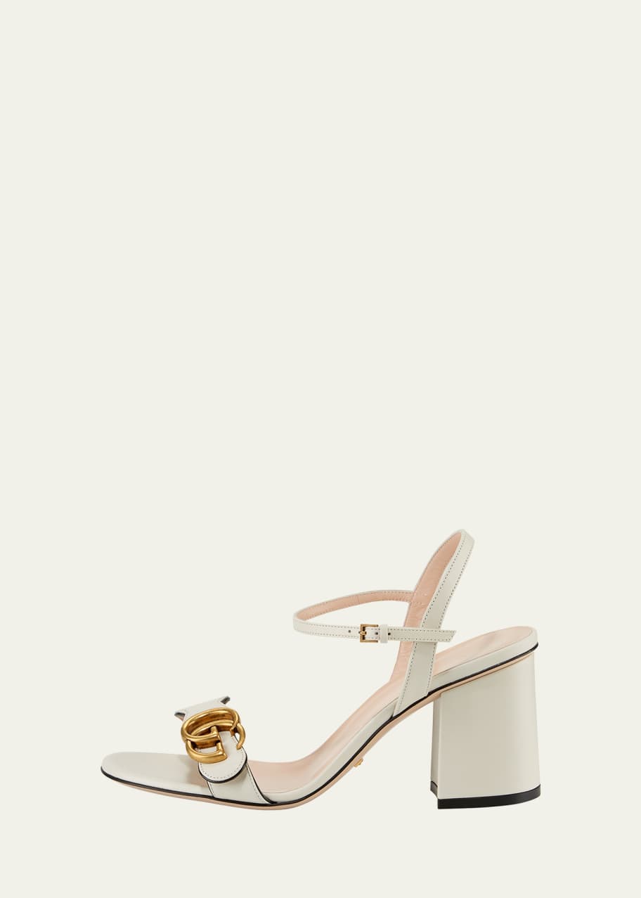 Gucci Marmont Leather GG Block-Heel Sandals - Bergdorf Goodman