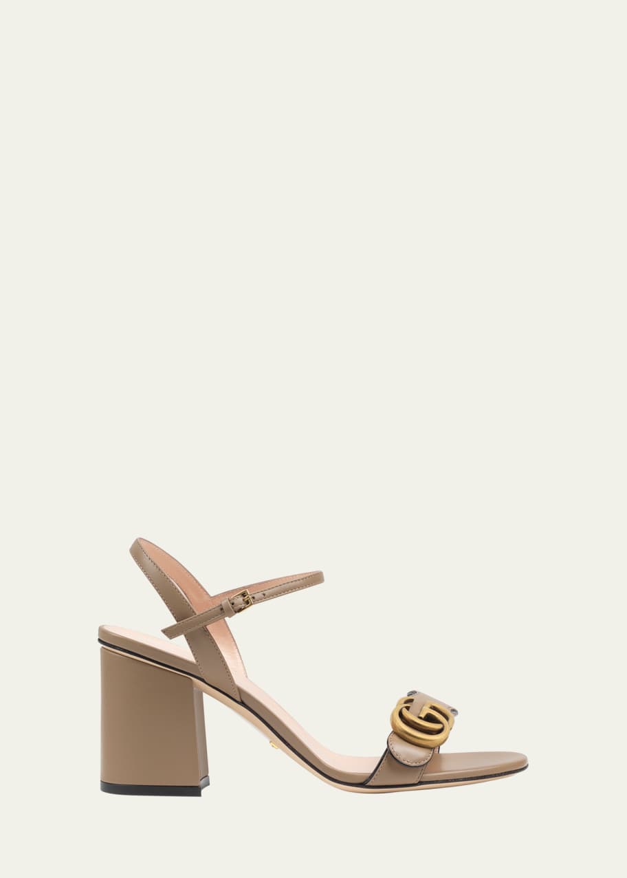 Gucci Marmont Leather GG Block-Heel Sandals - Bergdorf Goodman