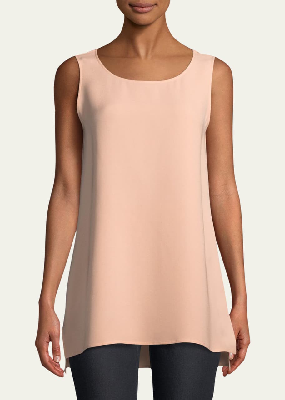 Lafayette 148 New York Ruthie Sleeveless High-Low Hem Silk Blouse ...