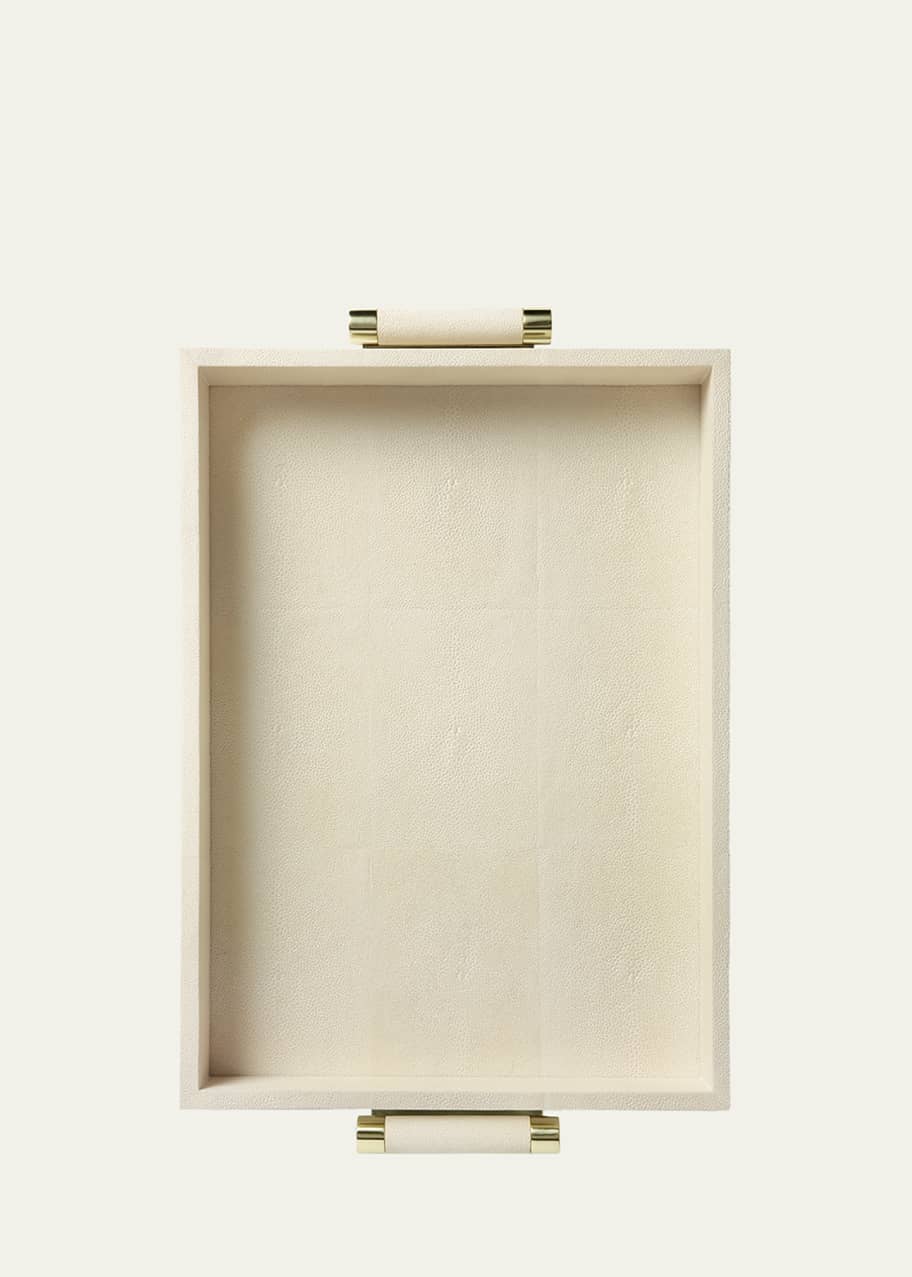 AERIN Cream Faux- Shagreen Rectangular Tray - Bergdorf Goodman