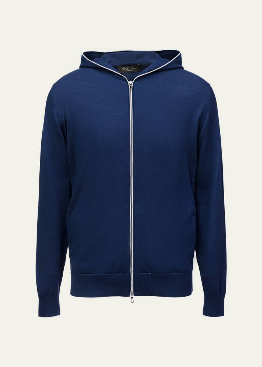 Loro Piana Cashmere-Cotton Zip-Front Hoodie - Bergdorf Goodman