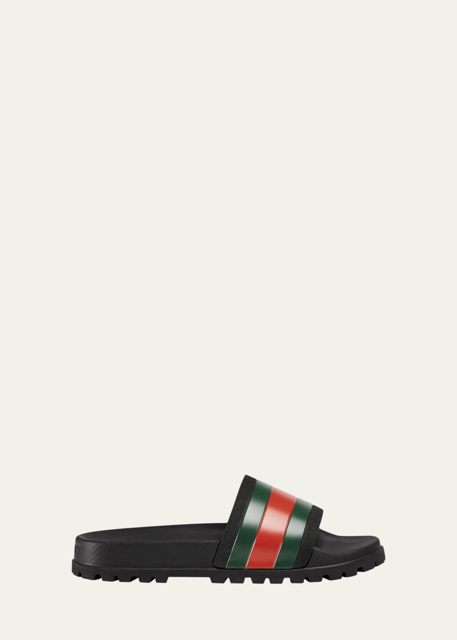 Gucci Men's Pursuit Trek Web Slide Sandals - Bergdorf Goodman