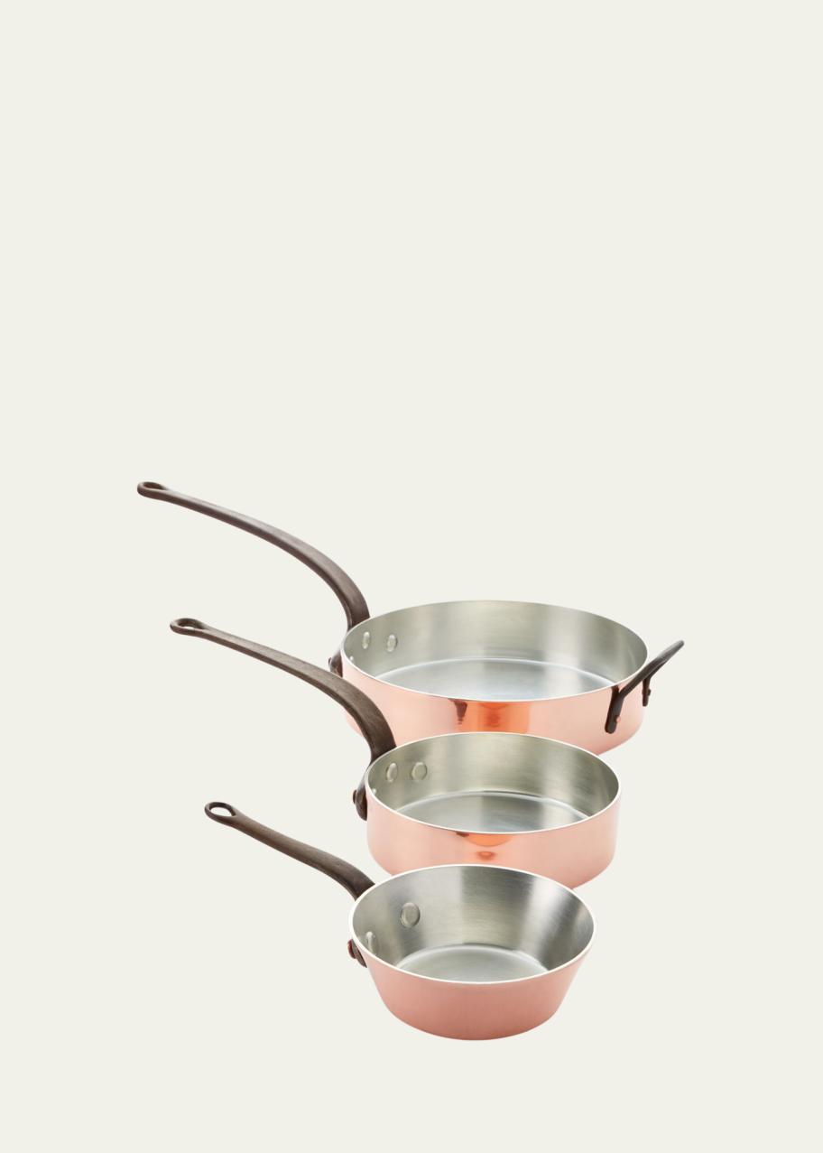 Duparquet Copper Cookware Solid Copper Tin-Lined Pans, Set of 3 ...