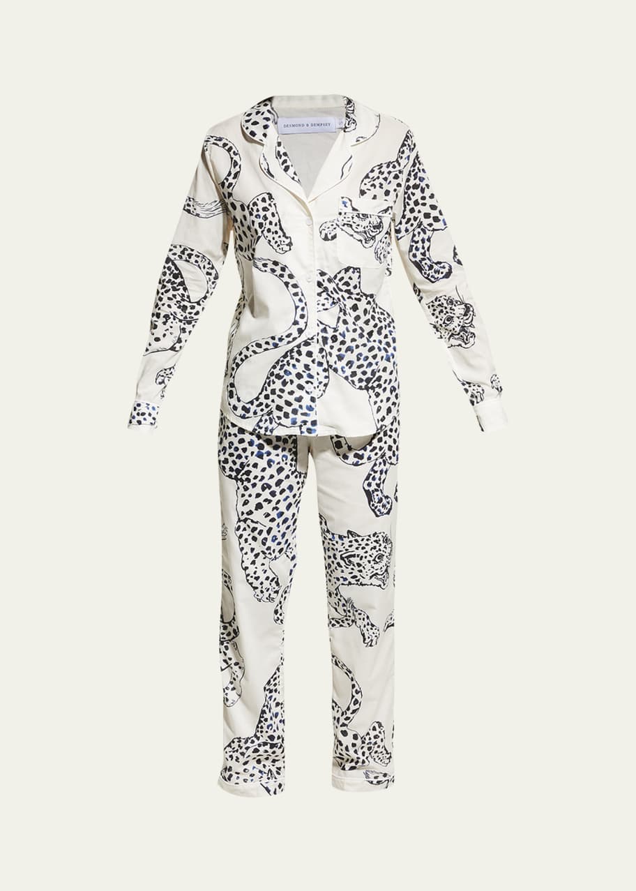 Desmond & Dempsey Large Leopard Long-Sleeve Pajama Set - Bergdorf Goodman