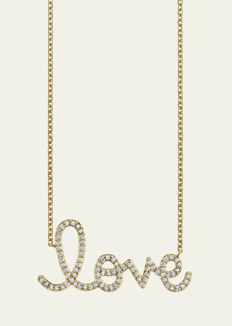 Sydney Evan 14k Yellow Gold Extra Large Diamond Love Script Necklace ...