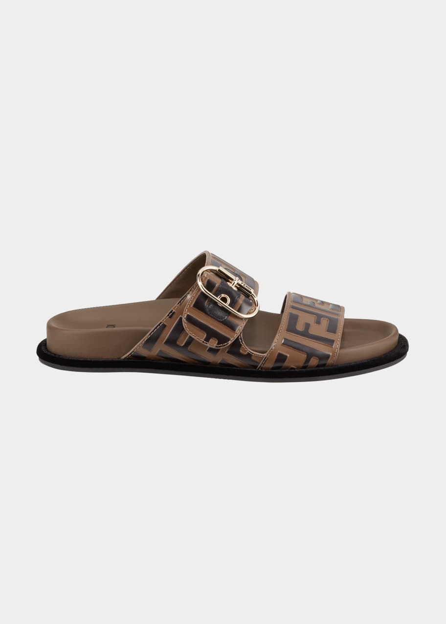 Fendi Leather FF Slide Sandals - Bergdorf Goodman