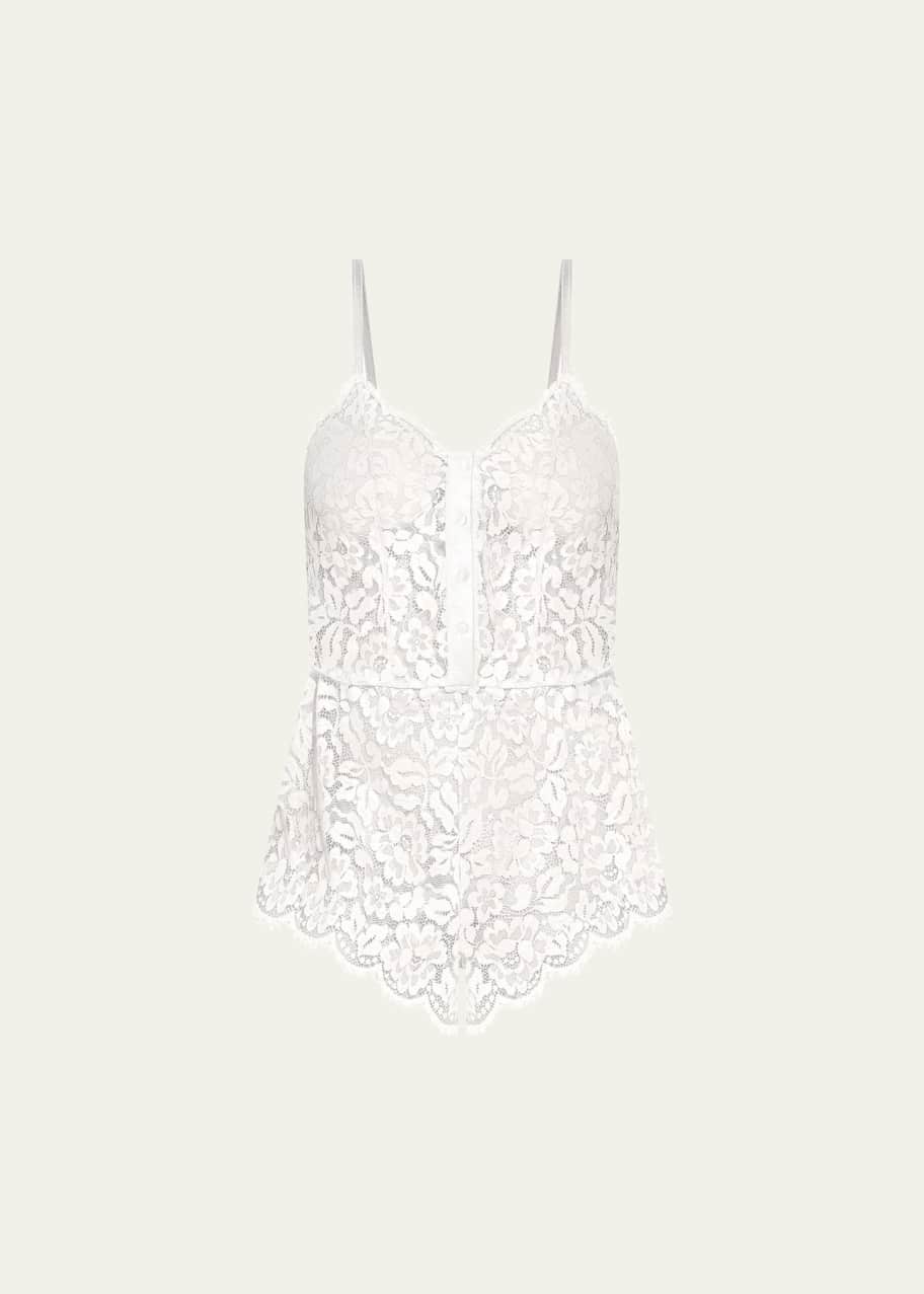 Cosabella Magnolia Semisheer Lace Teddy Romper - Bergdorf Goodman