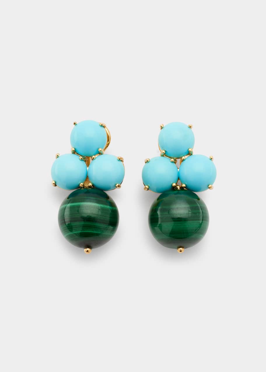 Grazia And Marica Vozza Tris Boule Stone Earrings with Turquoise Resin ...