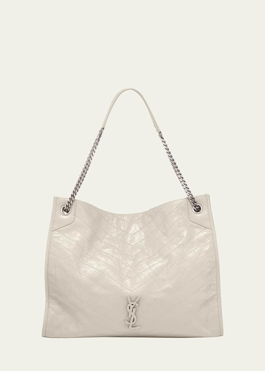 Saint Laurent Niki Large YSL Shopper Tote Bag in Crinkled Leather ...