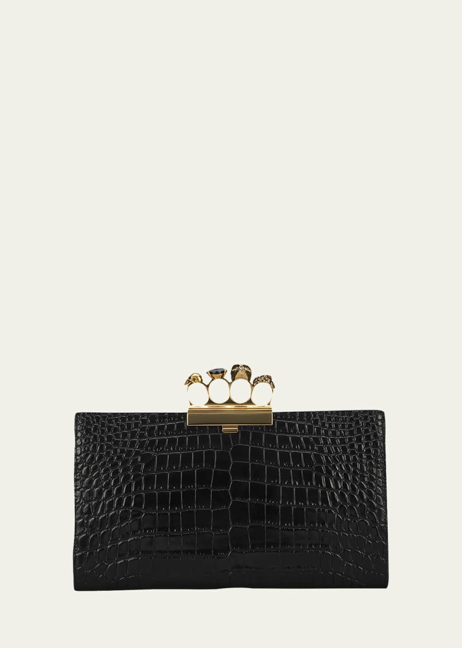 McQueen Four-Ring Stamped Crocodile Clutch Bag - Bergdorf Goodman