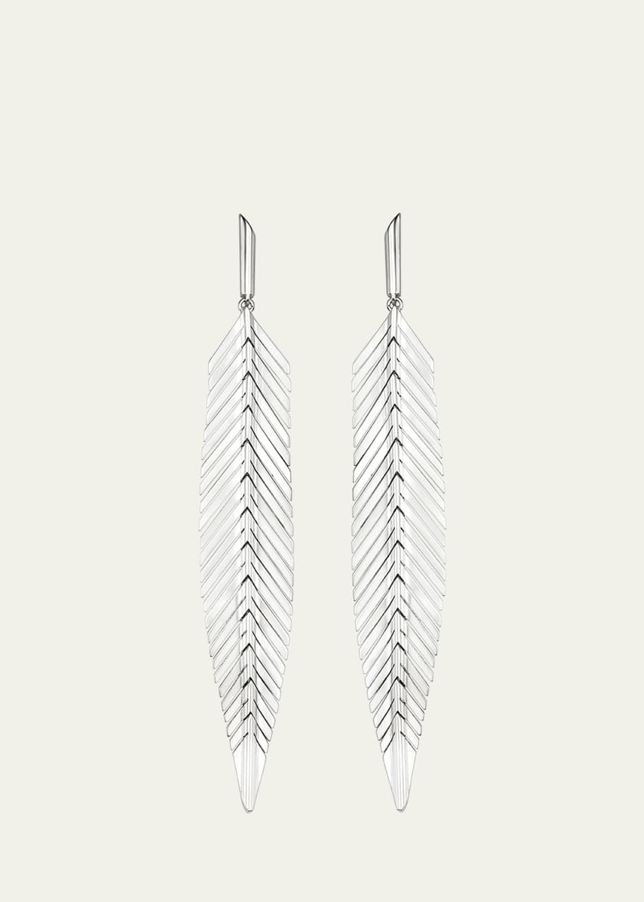 CADAR 18k White Gold Medium Feather Drop Earrings - Bergdorf Goodman