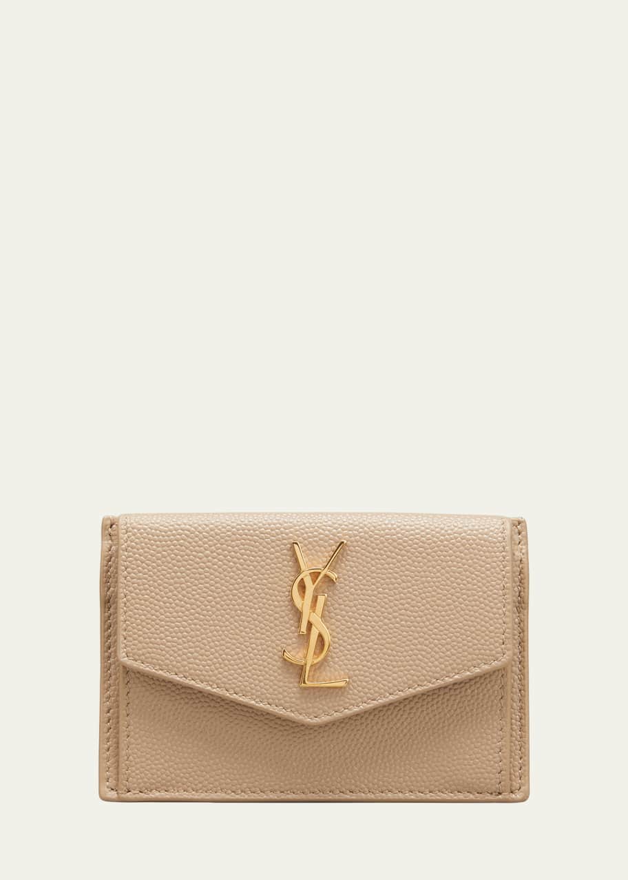 Saint Laurent YSL Monogram Flap Card Case in Grained Leather - Bergdorf ...