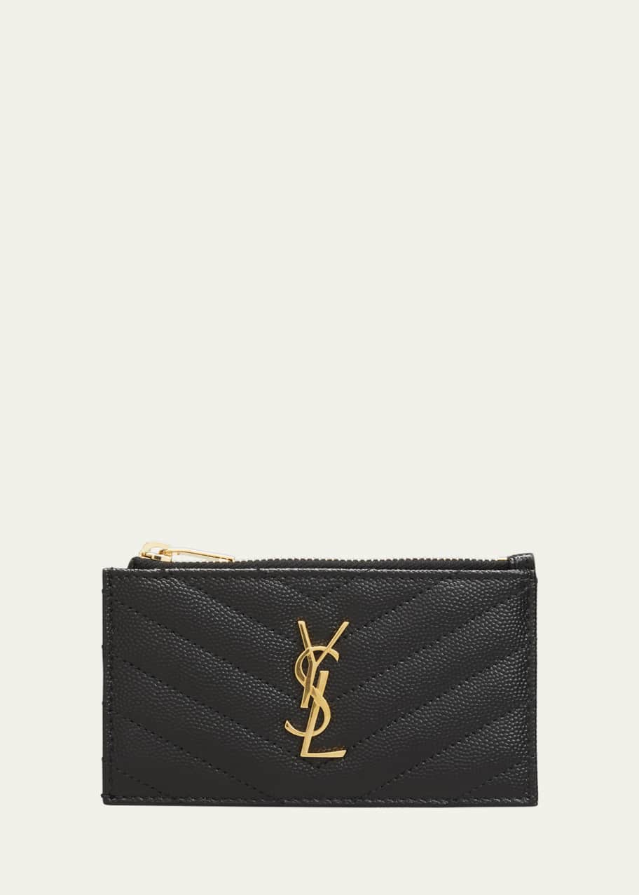 Saint Laurent Zip Fragments YSL Monogram Pouch Card Case Wallet ...