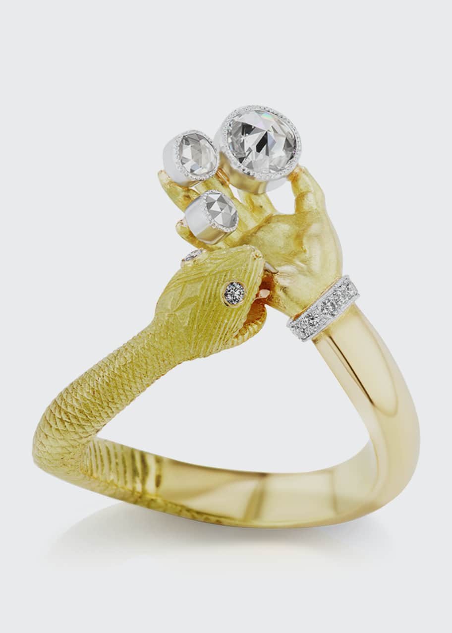 Anthony Lent Snake Bite Ring in 18k Yellow Gold and Platinum - Bergdorf ...