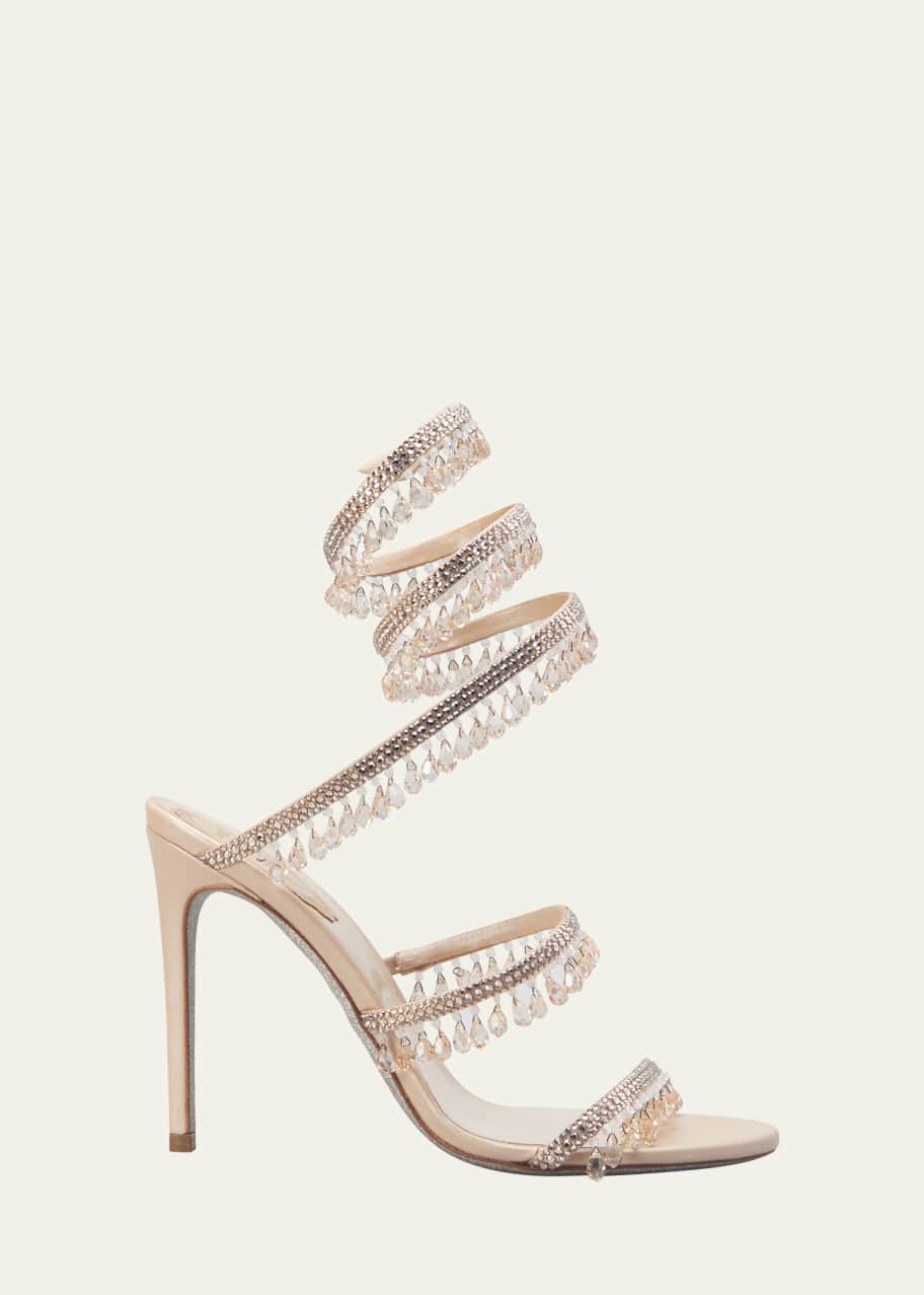 Rene Caovilla Chandelier Snake Beaded Crystal Ankle-Wrap Sandals ...
