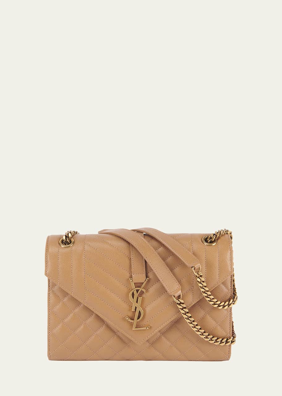 Saint Laurent Envelope Triquilt Large YSL Shoulder Bag in Grained ...
