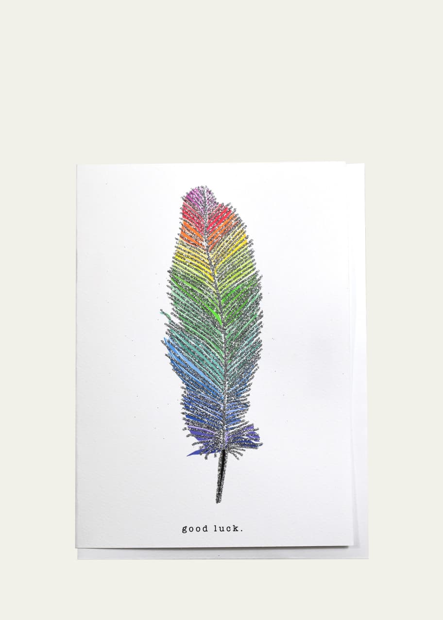 Verrier Good Luck Rainbow Feather Card - Bergdorf Goodman