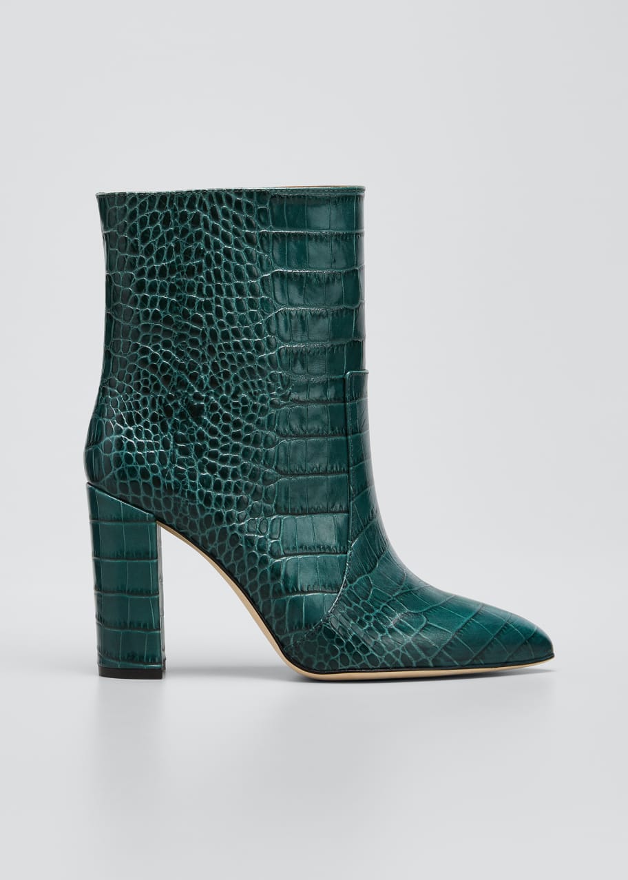 Paris Texas 100mm Mock Croco Pull-On Seamed Ankle Boots - Bergdorf Goodman