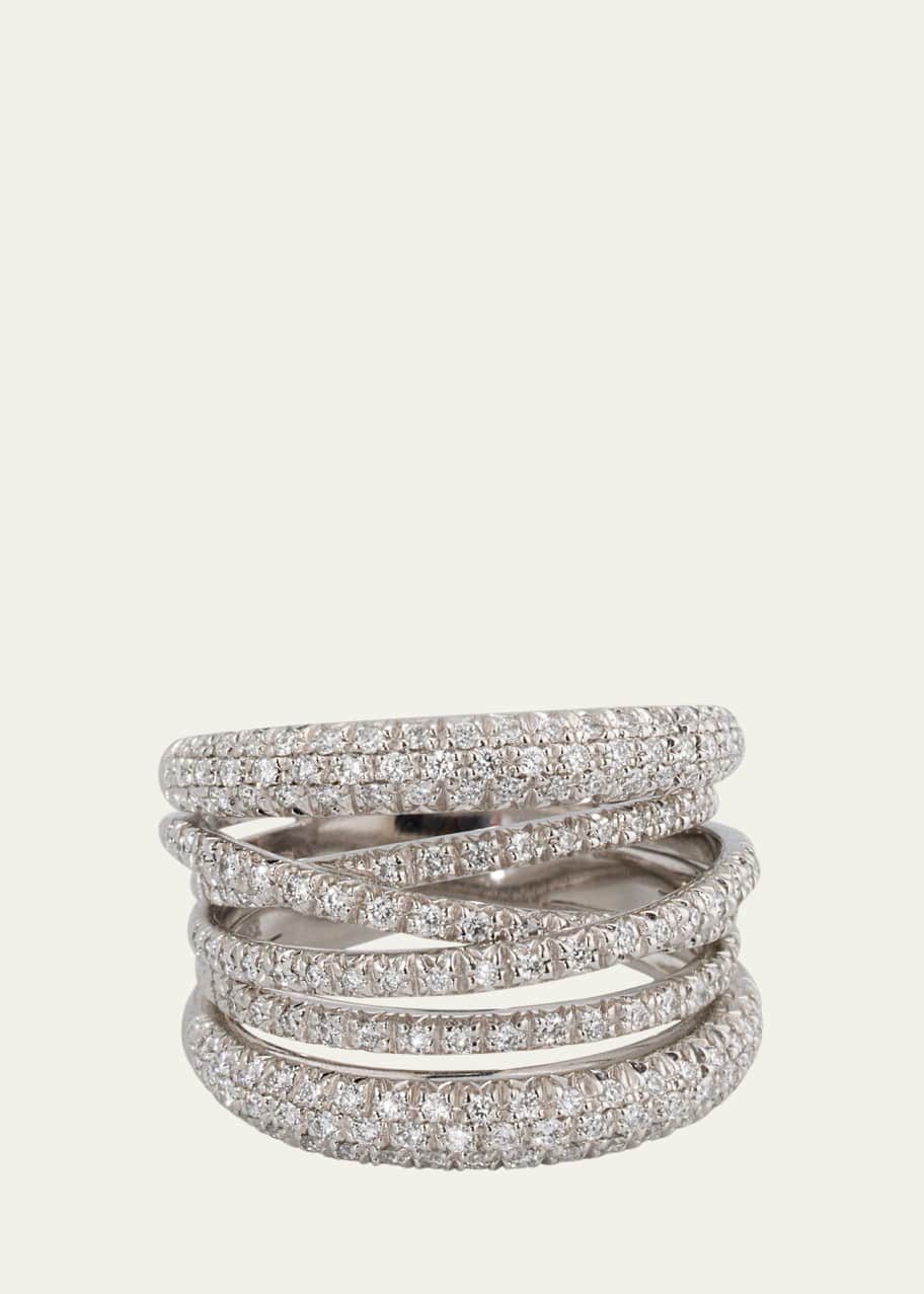 Sidney Garber 18K White Gold Diamond Scribble Band Ring, Size 7 ...