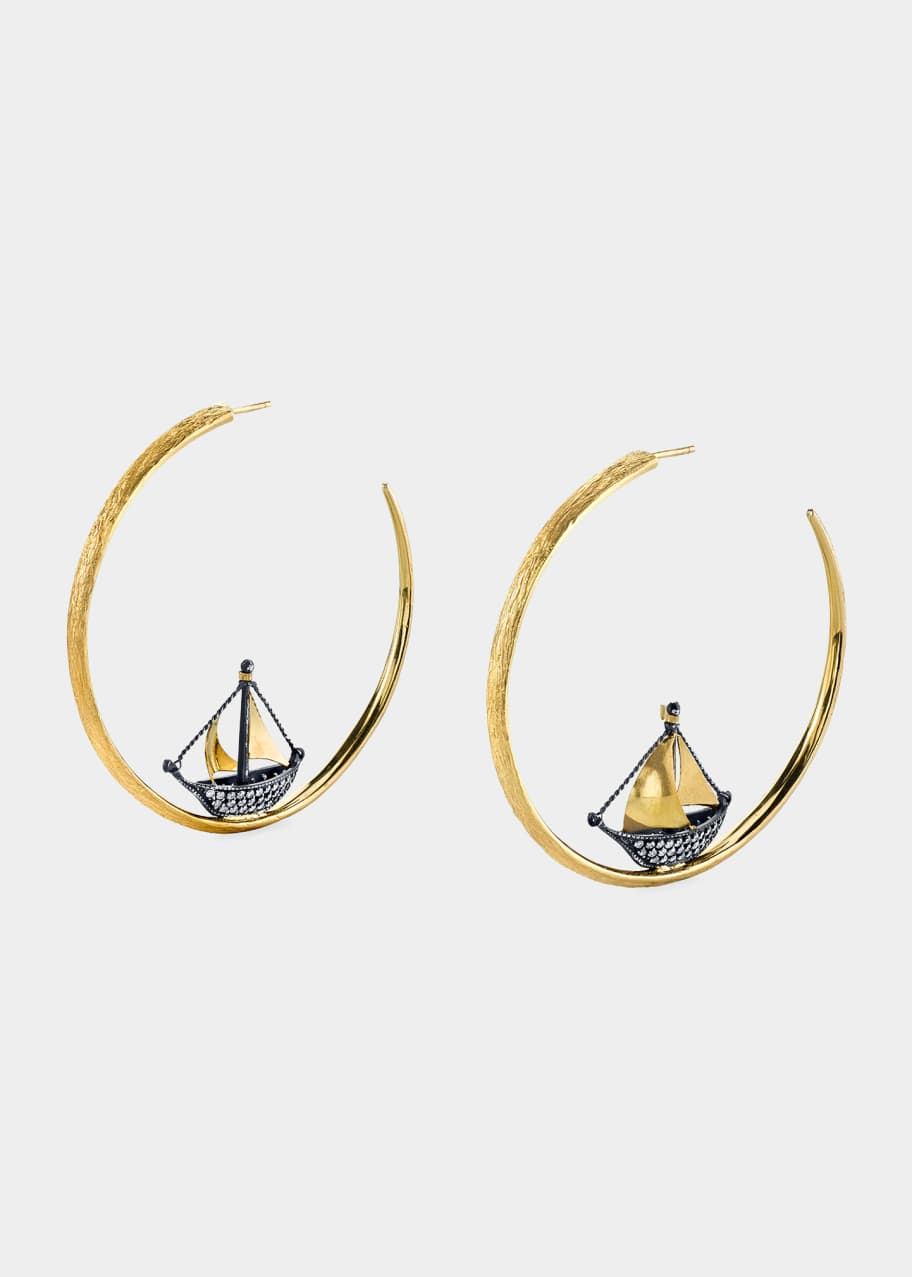 Arman Sarkisyan Sail Boat Hoop Earrings with Diamonds - Bergdorf Goodman