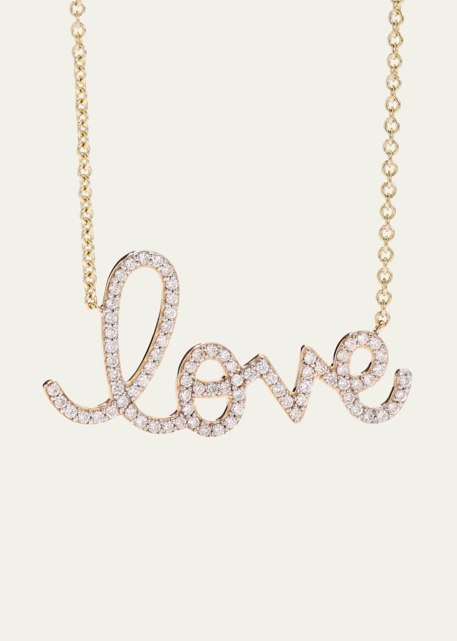 Sydney Evan 14k Diamond Love Script Necklace, Multi Gold - Bergdorf Goodman