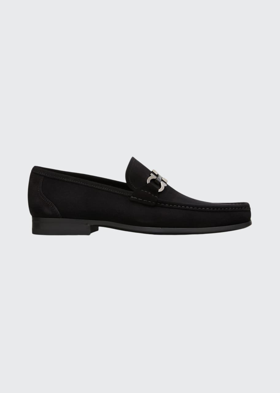 Ferragamo Grandioso Suede Gancini-Bit Loafers - Bergdorf Goodman