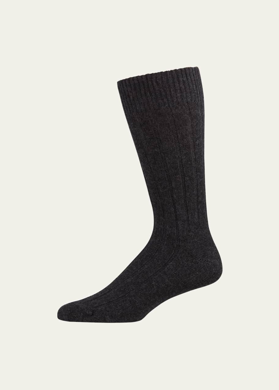 Marcoliani Men's Ribbed Cashmere Dress Socks - Bergdorf Goodman