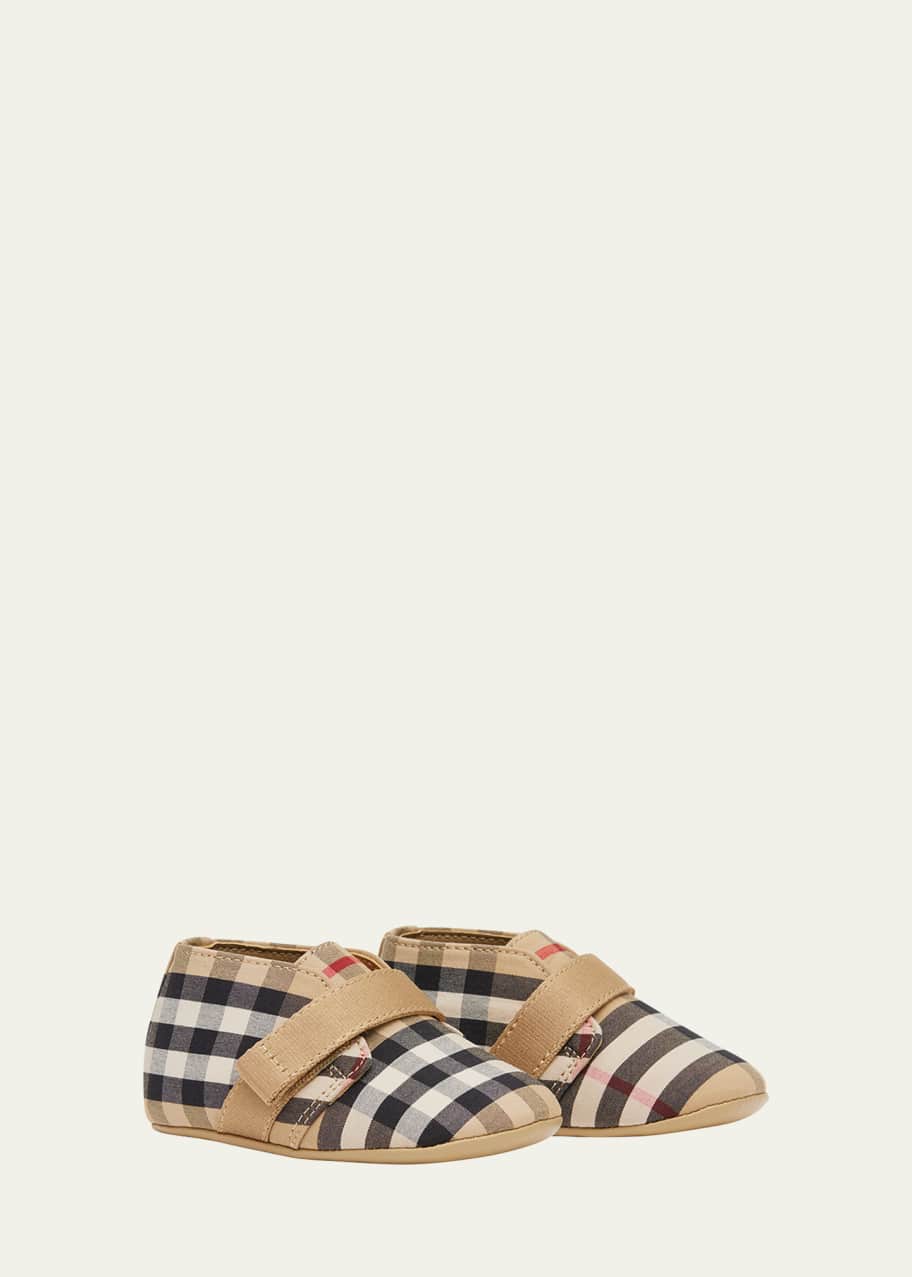 Burberry Kid's Charlton Vintage Check Grip-Strap Booties, Baby ...