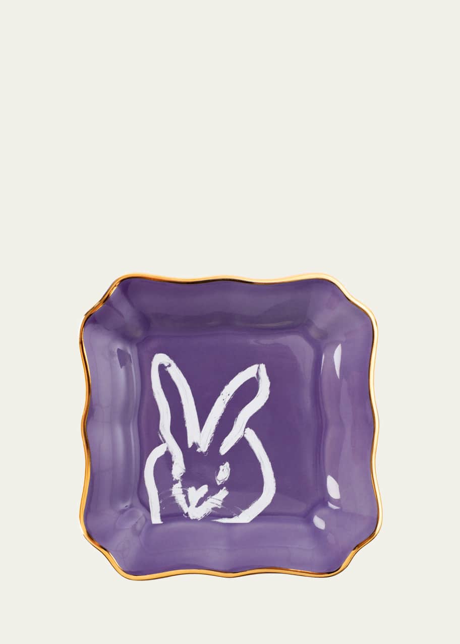 Hunt Slonem Portrait Plate with Gold Rim - Purple - Bergdorf Goodman