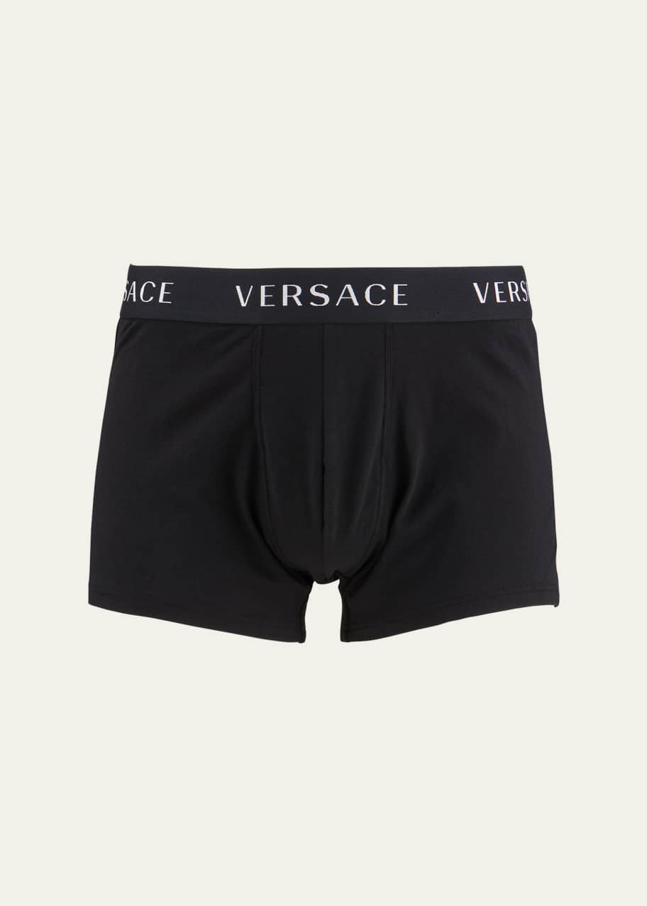 Versace Men's Long Logo-Band Boxer Trunks - Bergdorf Goodman
