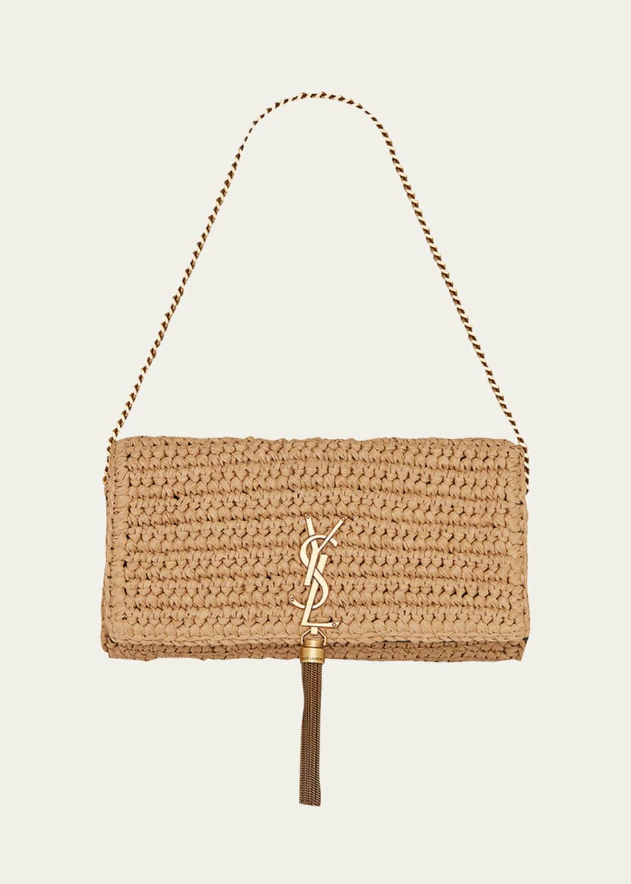 Saint Laurent Kate 99 YSL Raffia Tassel Shoulder Bag - Bergdorf Goodman