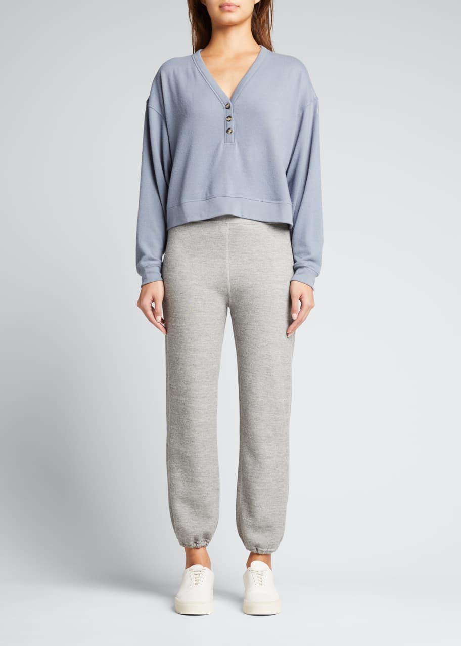 Alo Yoga Alolux Soho Cropped Henley Top - Bergdorf Goodman