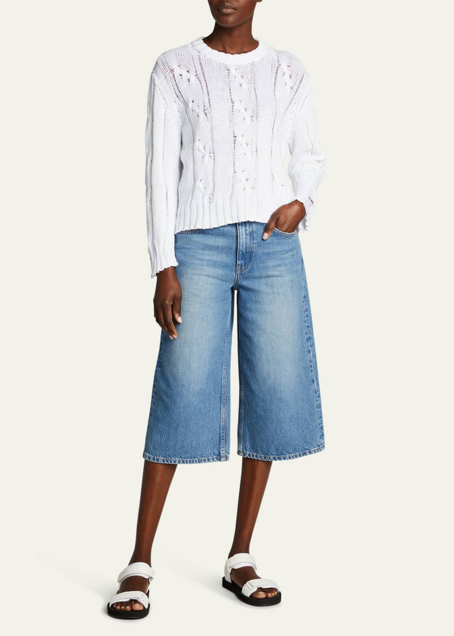 Christina Lehr Suss Distressed Cable-Knit Sweater - Bergdorf Goodman