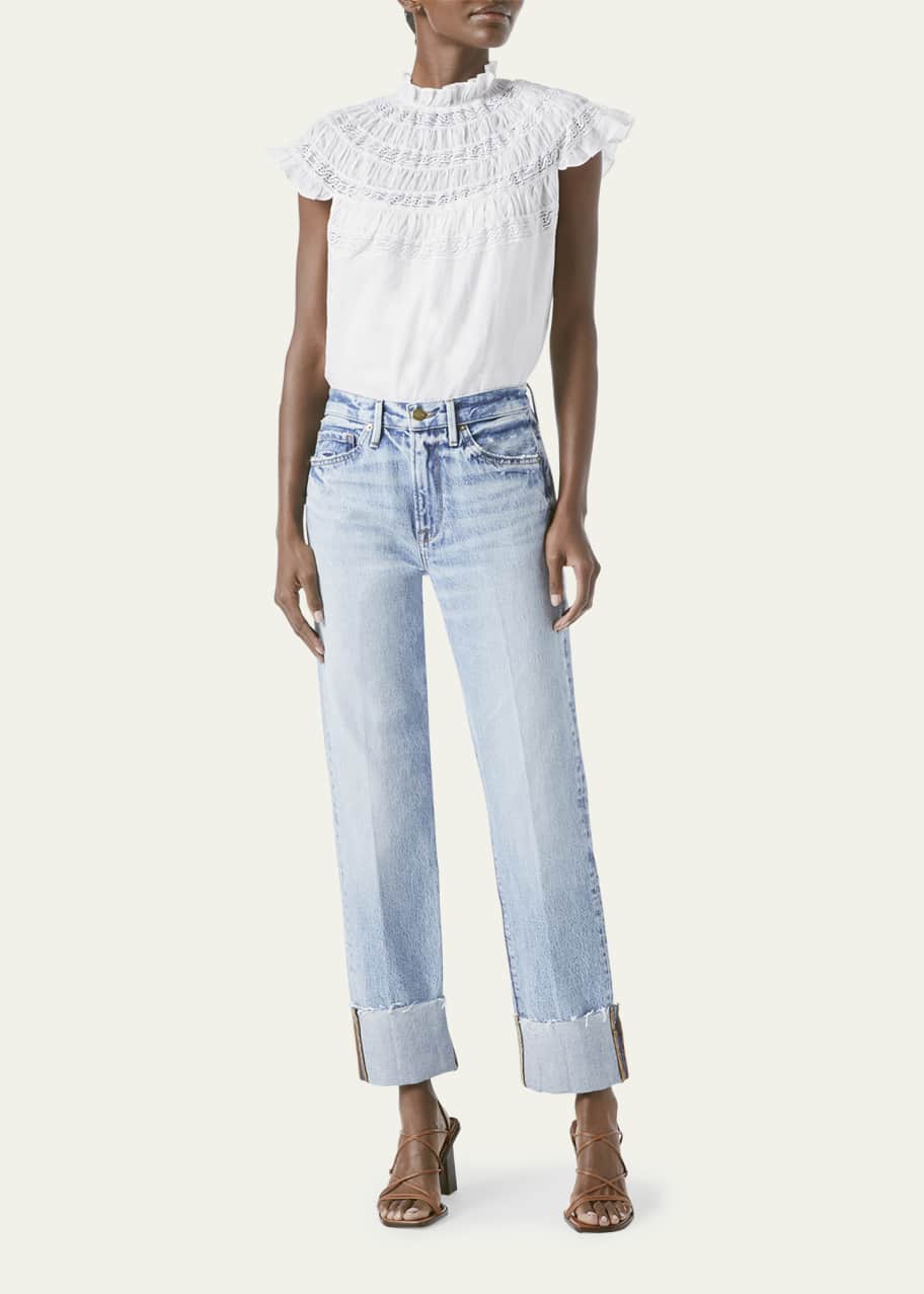 FRAME Le Piper Wide-Cuff Jeans - Bergdorf Goodman