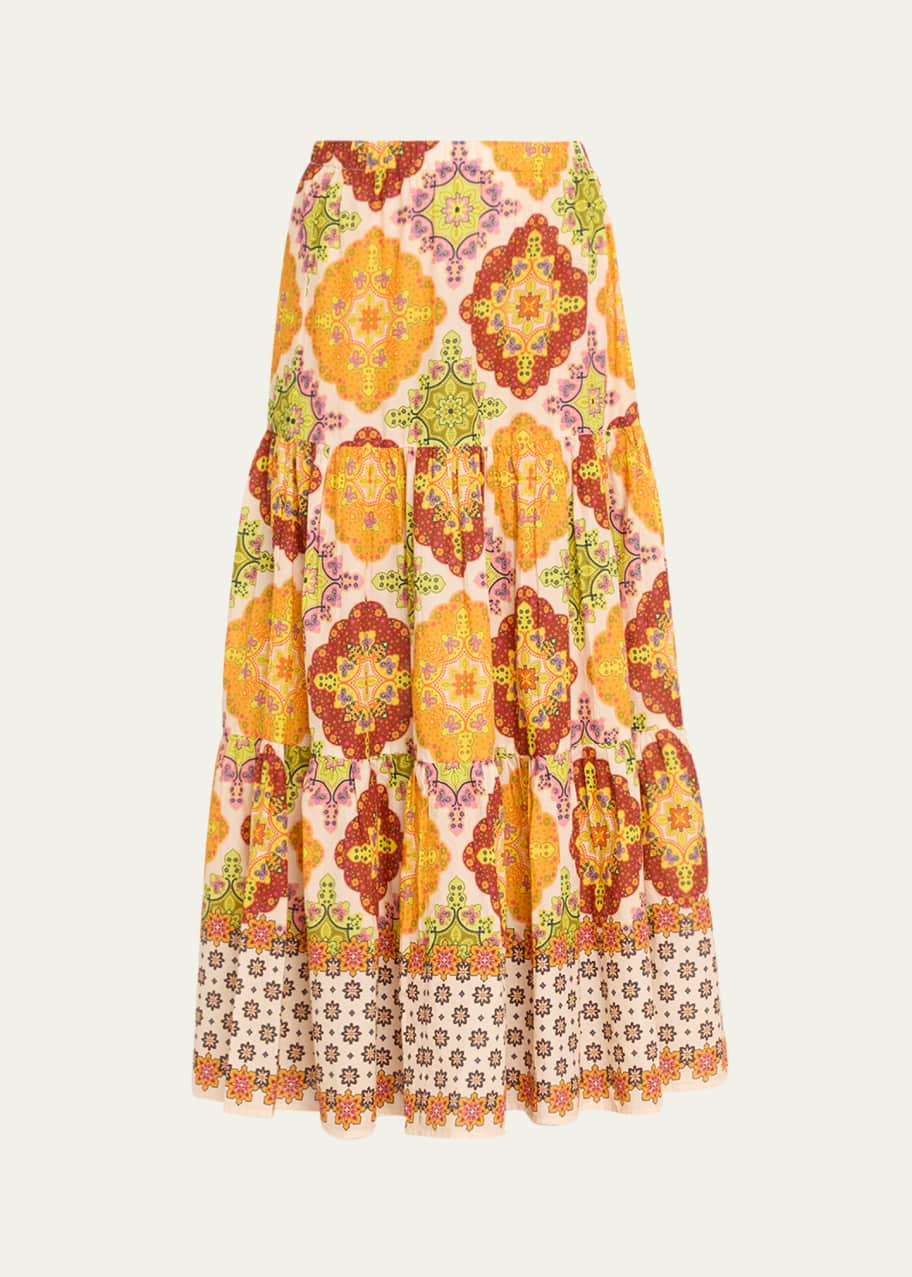 Cara Cara Melanie Blooming Hills Blue Print Skirt - Bergdorf Goodman