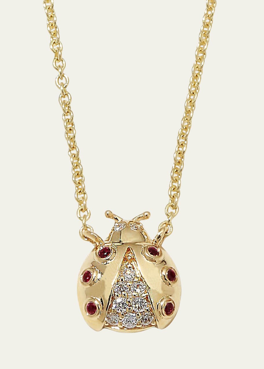 Sydney Evan Small Ruby Ladybug with Open Wings Necklace - Bergdorf Goodman