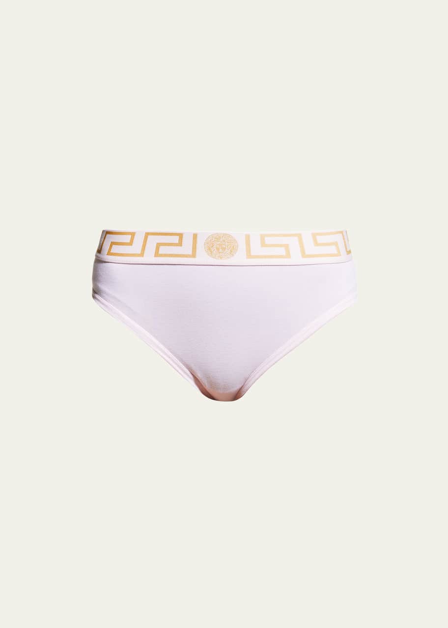 Versace Greca Logo-Band Cotton Bikini Briefs - Bergdorf Goodman
