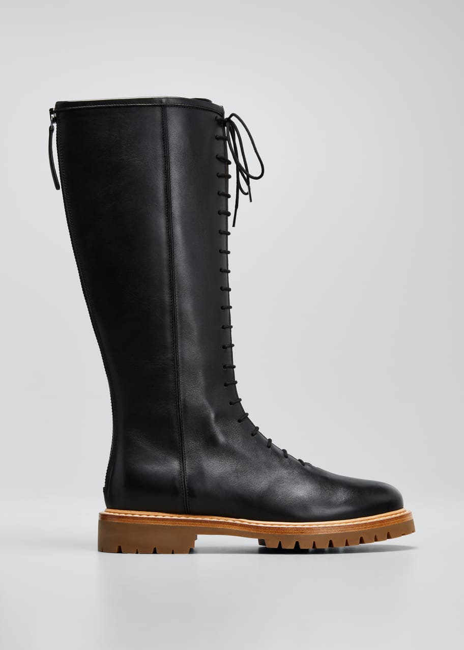 LEGRES Napa Lace-Up Tall Combat Boots - Bergdorf Goodman