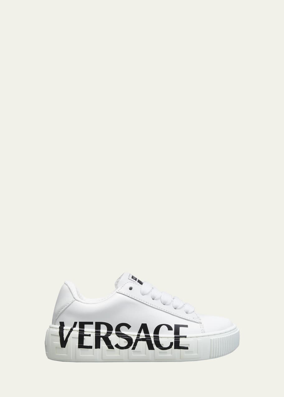 Versace Kid's Greca Logo Leather Low-Top Sneakers, Toddlers - Bergdorf ...