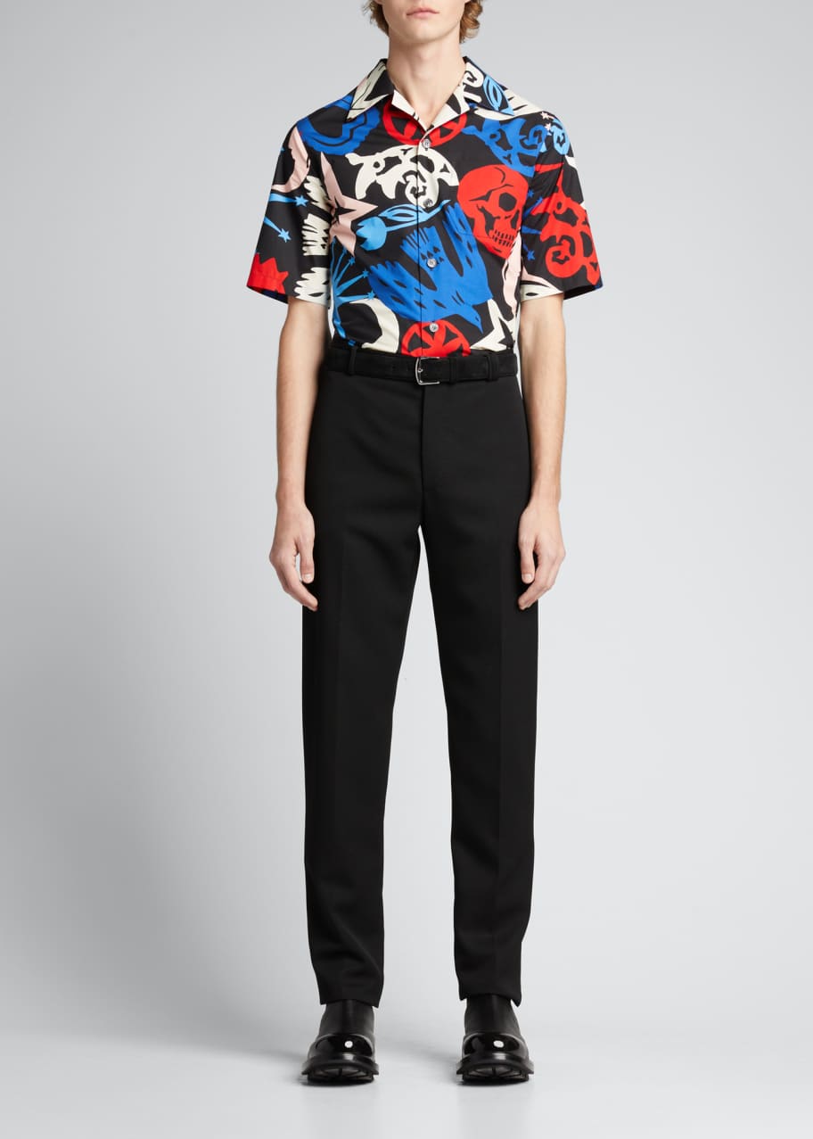 McQueen Men's Papercut Graphic Camp Shirt - Bergdorf Goodman