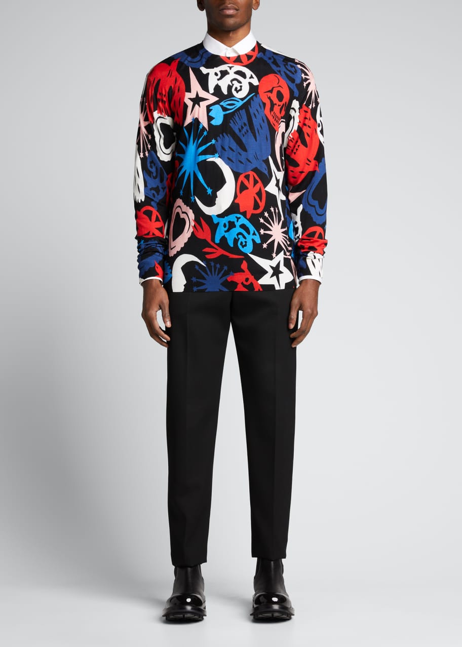 McQueen Men's Papercut Multi-Graphic Sweater - Bergdorf Goodman