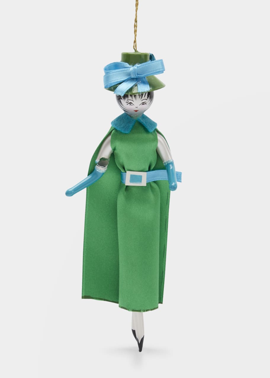 De Carlini Lady w/ Green Dress & Cape Ornament - Bergdorf Goodman
