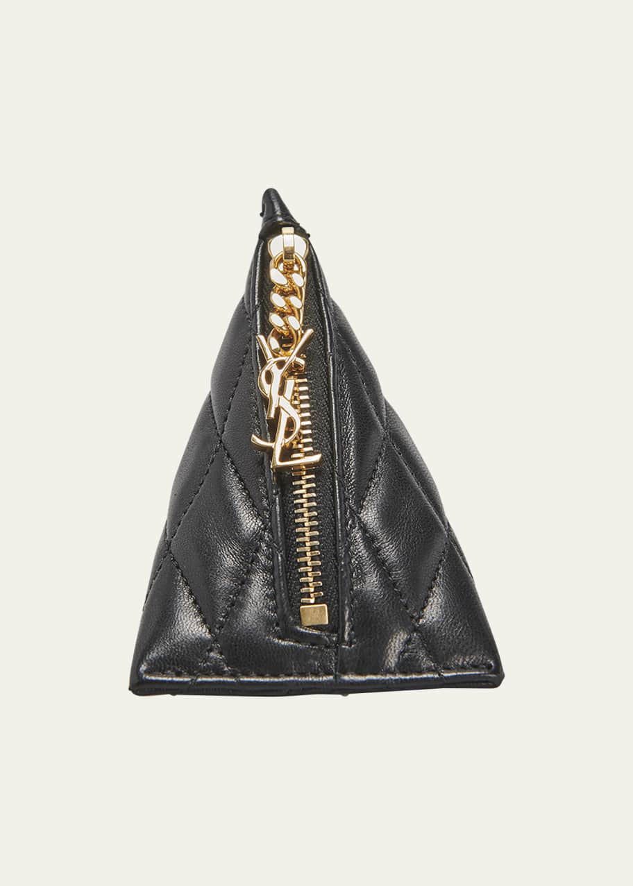 Saint Laurent Triangle YSL Quilted Pouch Key Chain - Bergdorf Goodman