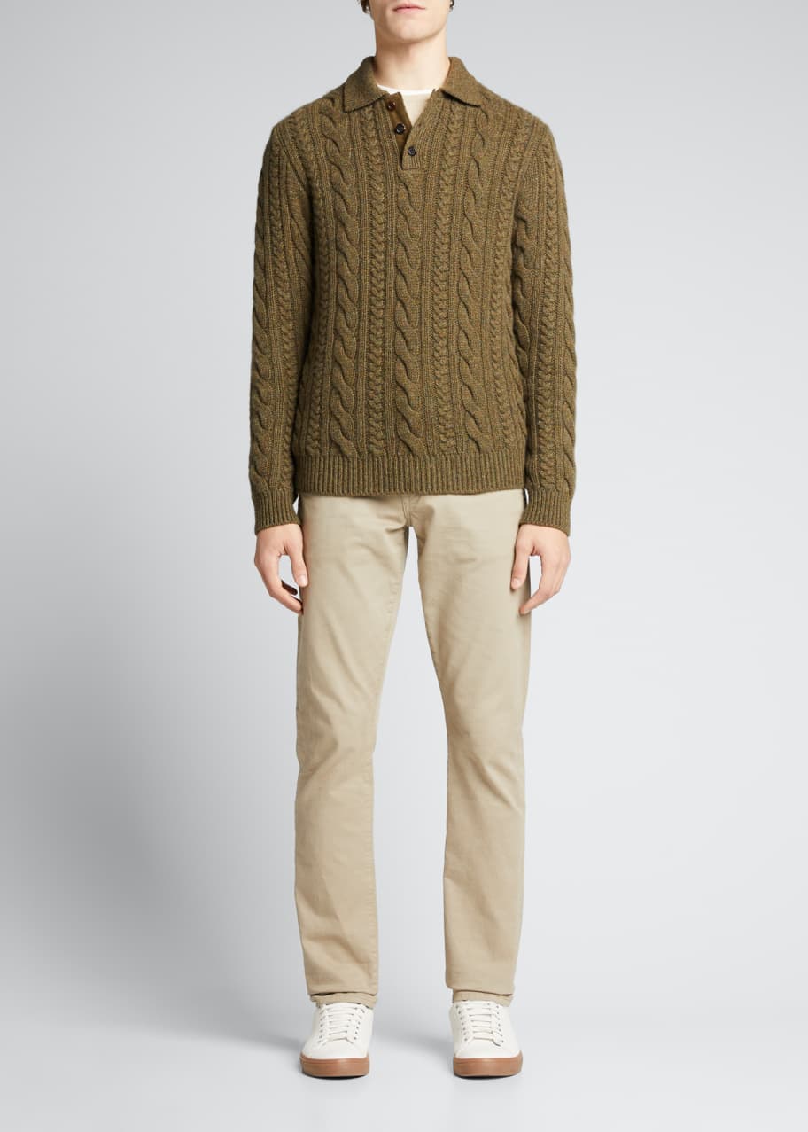 Ralph Lauren Purple Label Men's Cashmere Cable Polo Sweater - Bergdorf ...